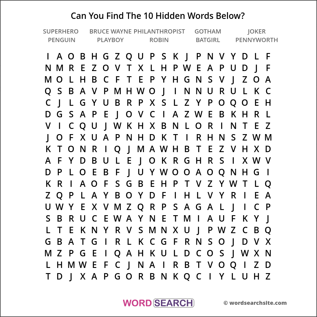 Superhero Word Searches Archives The Word Search Site